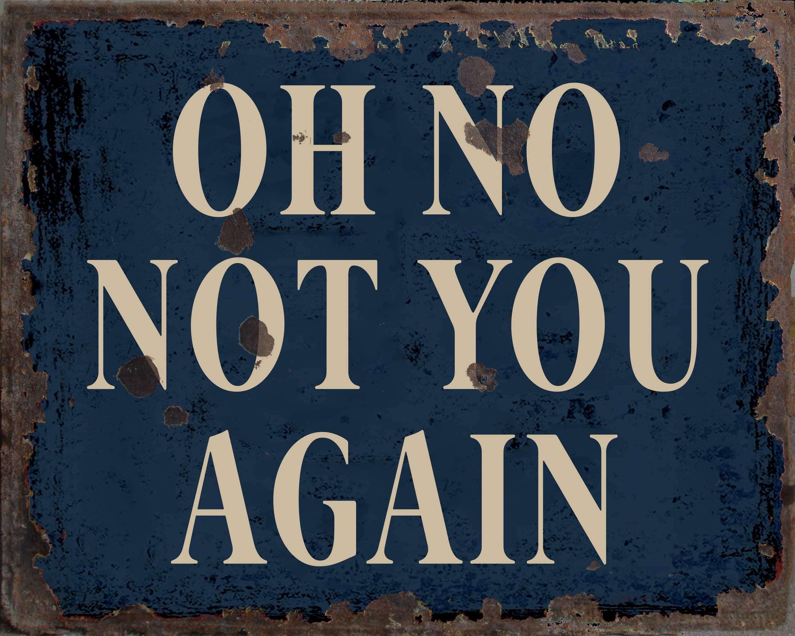 Vintage Oh No Not You Again Metal Sign, Not You Again Plaque, Not You ...