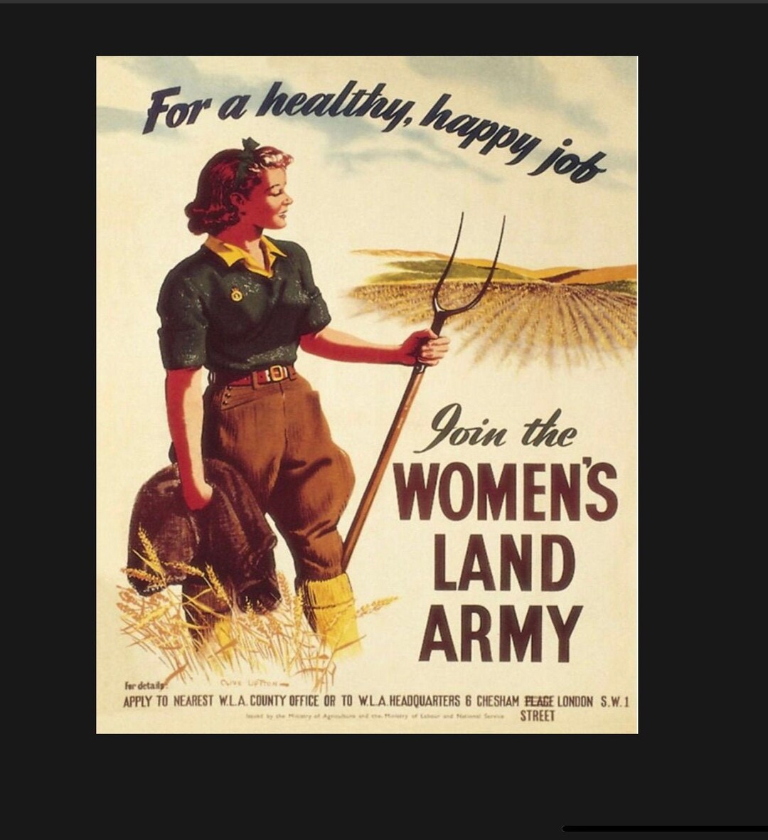 Vintage Join the Womens Land Army Sign, Wartime Sign, Vintage Sign ...
