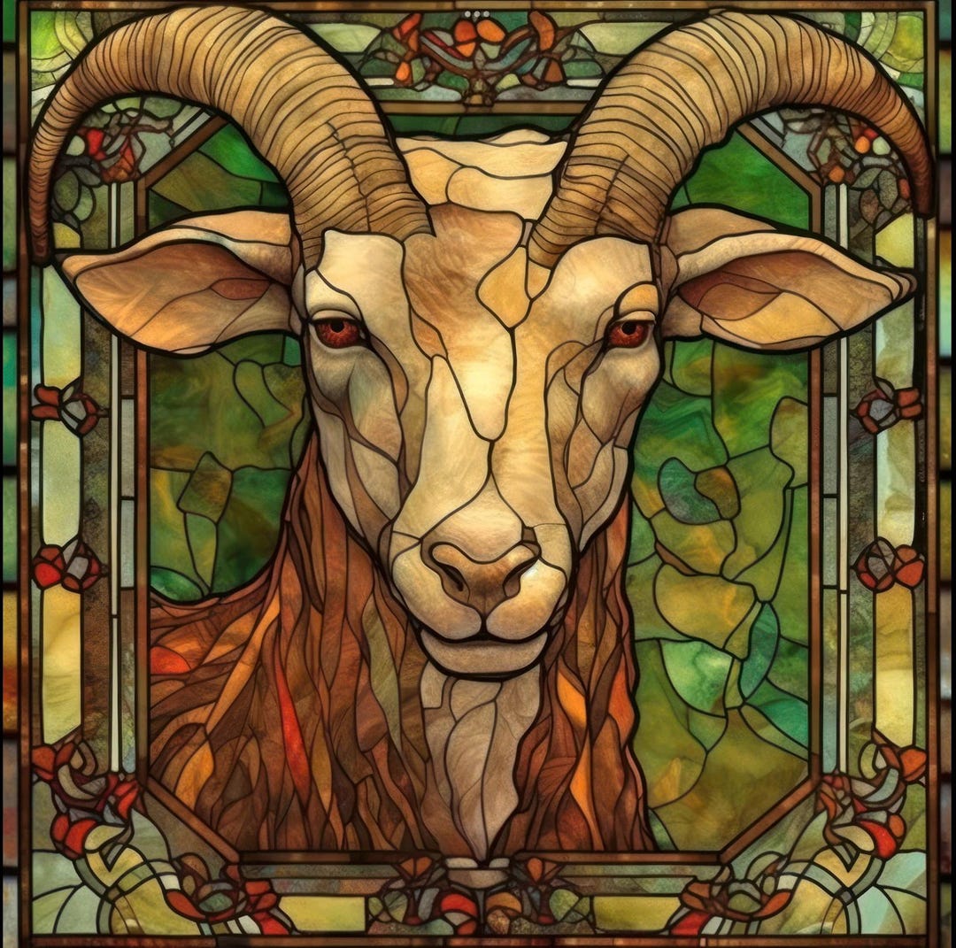 Goat Faux Stained Glass Window Metal Plaque, Goat Plaque, Goat Sign, - Etsy
