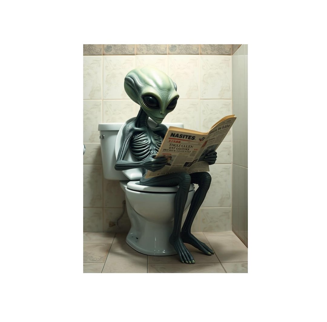 Alien on the Toilet Metal Sign, Alien.plaque, Alien Sign - Etsy