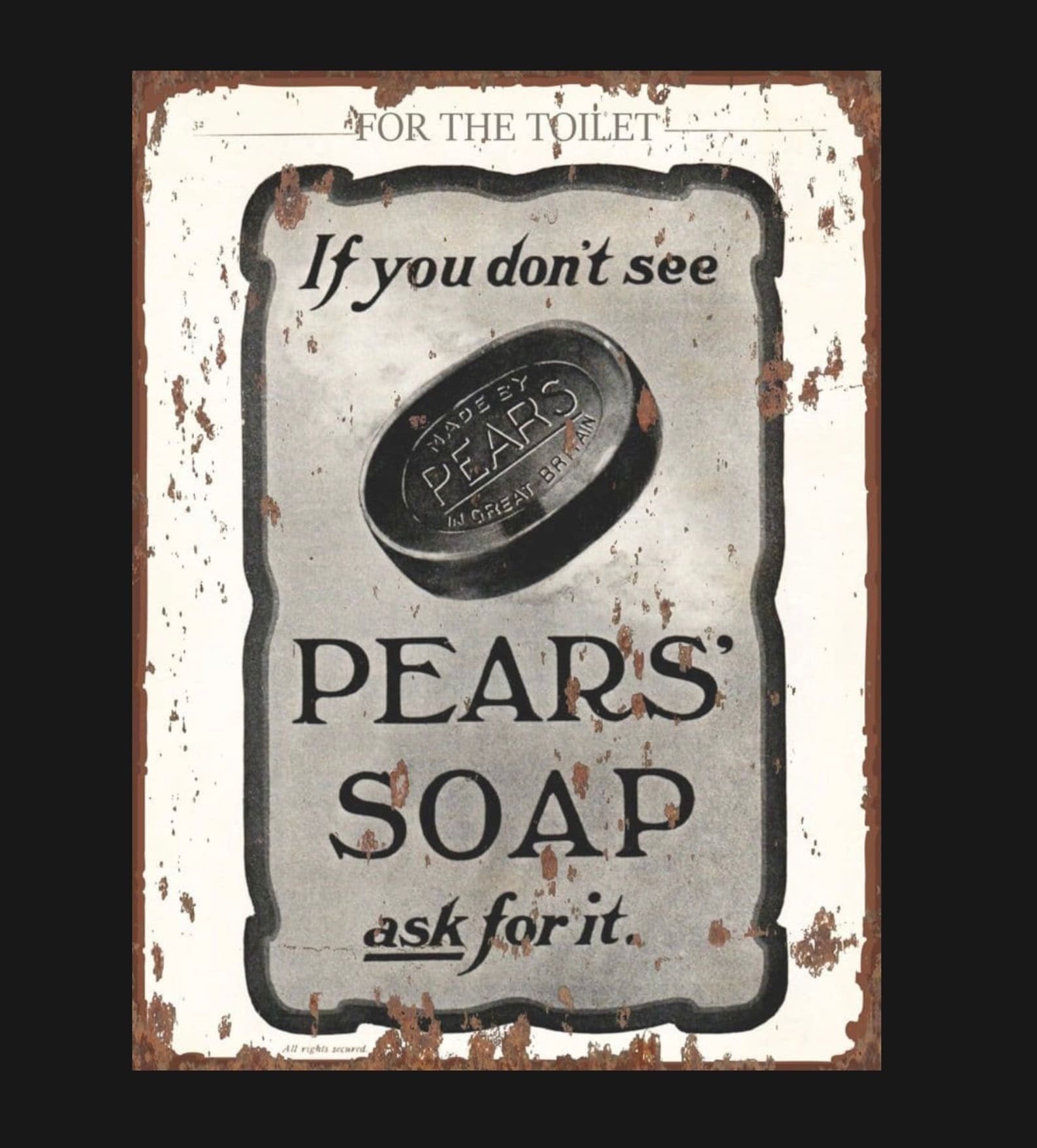 Vintage Pears Soap Ad Sign, Kitchen Sign, Vintage Sign. Retro Wall Sign ...