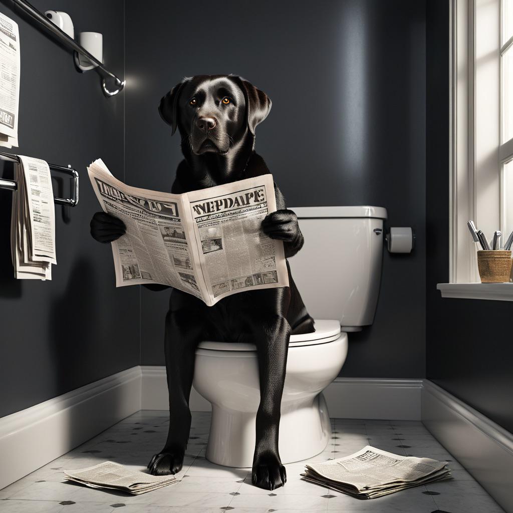 Black Labrador on the Toilet Metal Sign, Black Labrador Plaque, Black ...