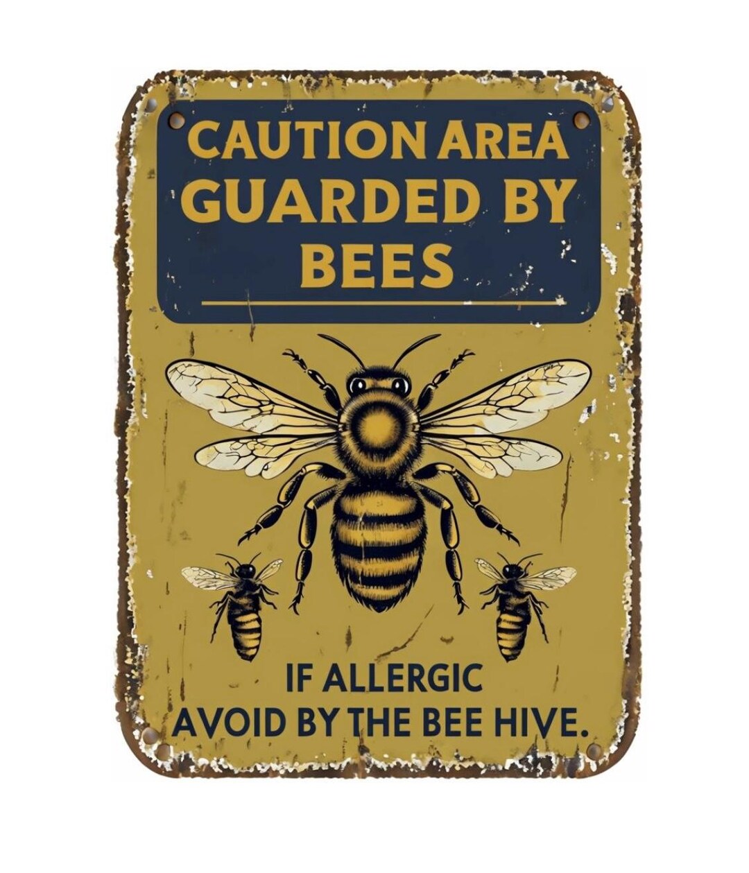 Caution Area Guarded by Bees Metalsign, Bee Sign. Bee Plaque - Etsy UK