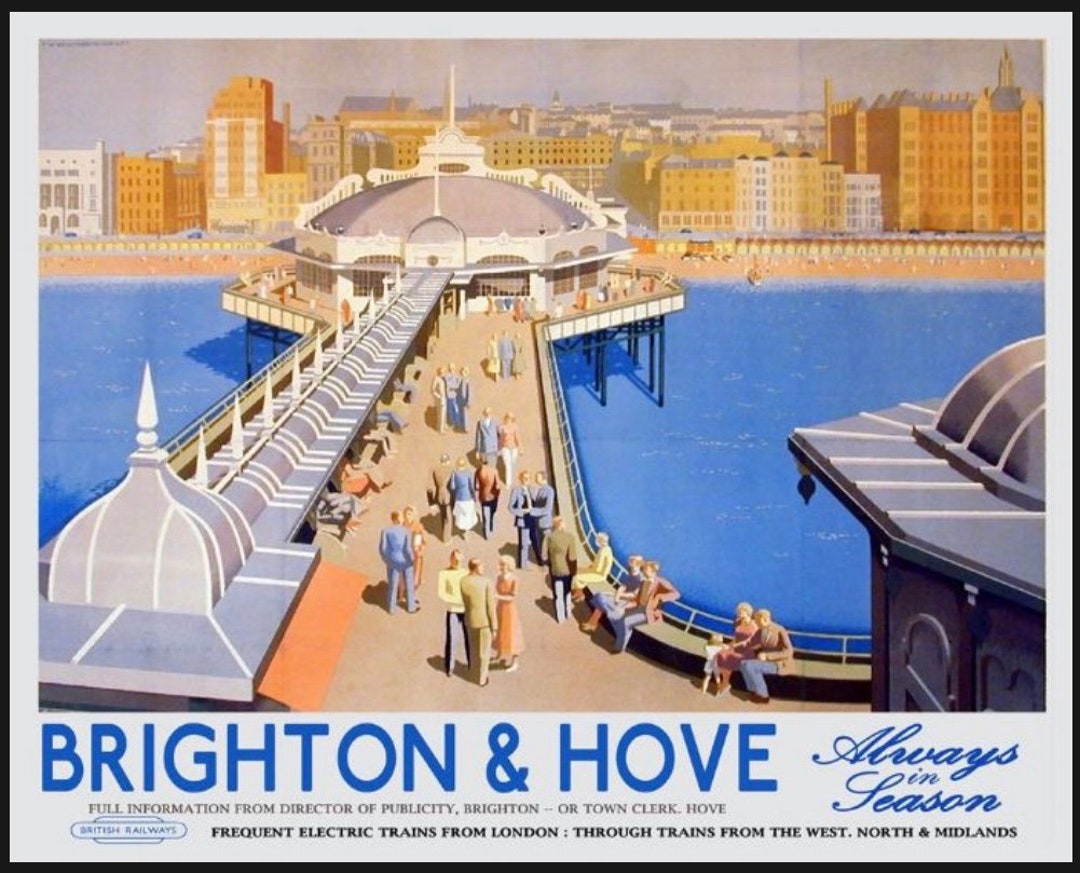 Vintage Brighton by Rail Metal Sign, Brighton Sign, Vintage Sign. Retro ...