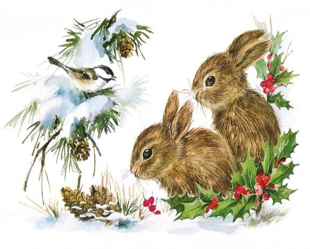 Vintage Rabbits in the Snow Sign, Rabbit Sign. Retro Wall Sign, Wall ...