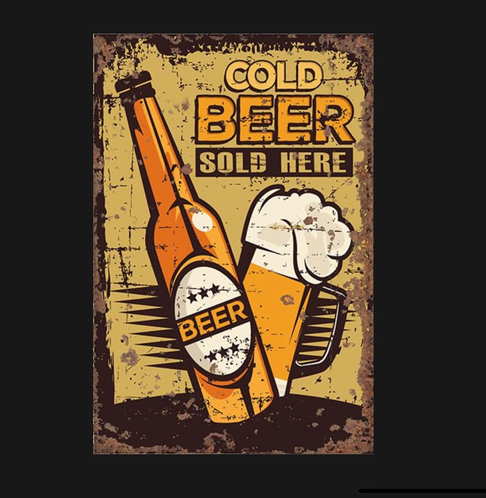Vintage Cold Beer Retro Sign Beer Sign. Retro Wall Sign Wall - Etsy