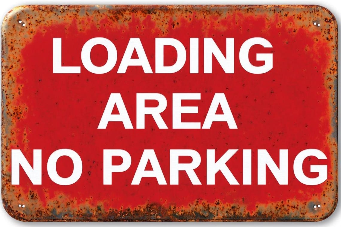 Vintage Look Loading Area No Parking Metal Sign, Loading Area Sign ...