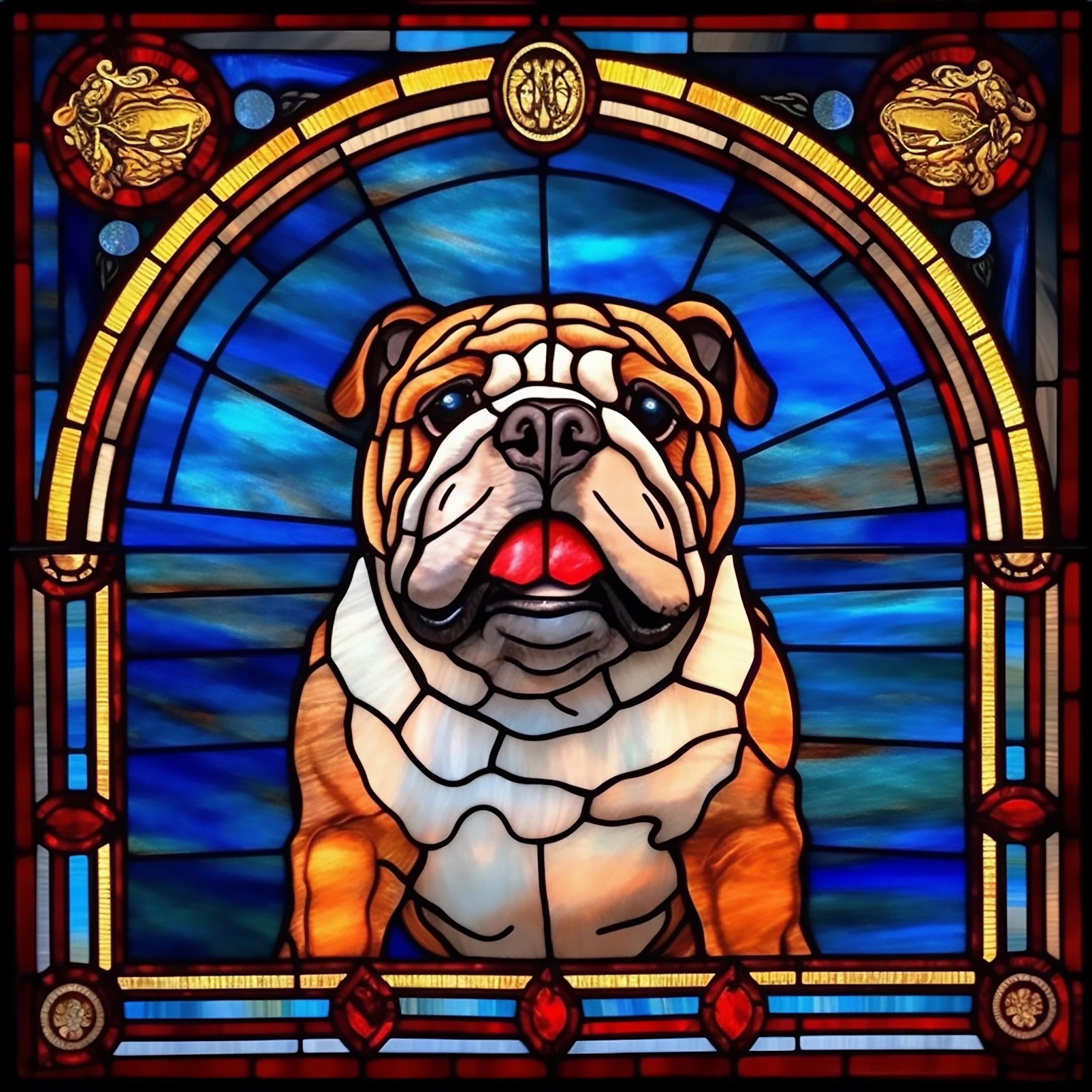 Bulldog Faux Stained Glass Window Metal Plaque, Bulldog Plaque, Bulldog ...