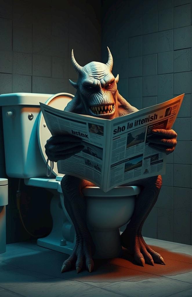 Monster on the Toilet Metal Sign, Monster Plaque, Monster Sign - Etsy