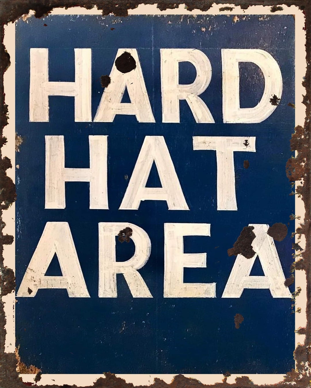 Vintage Hard Hat Area Metal Sign, Hard Hat Area Plaque, Hard Hat Area ...