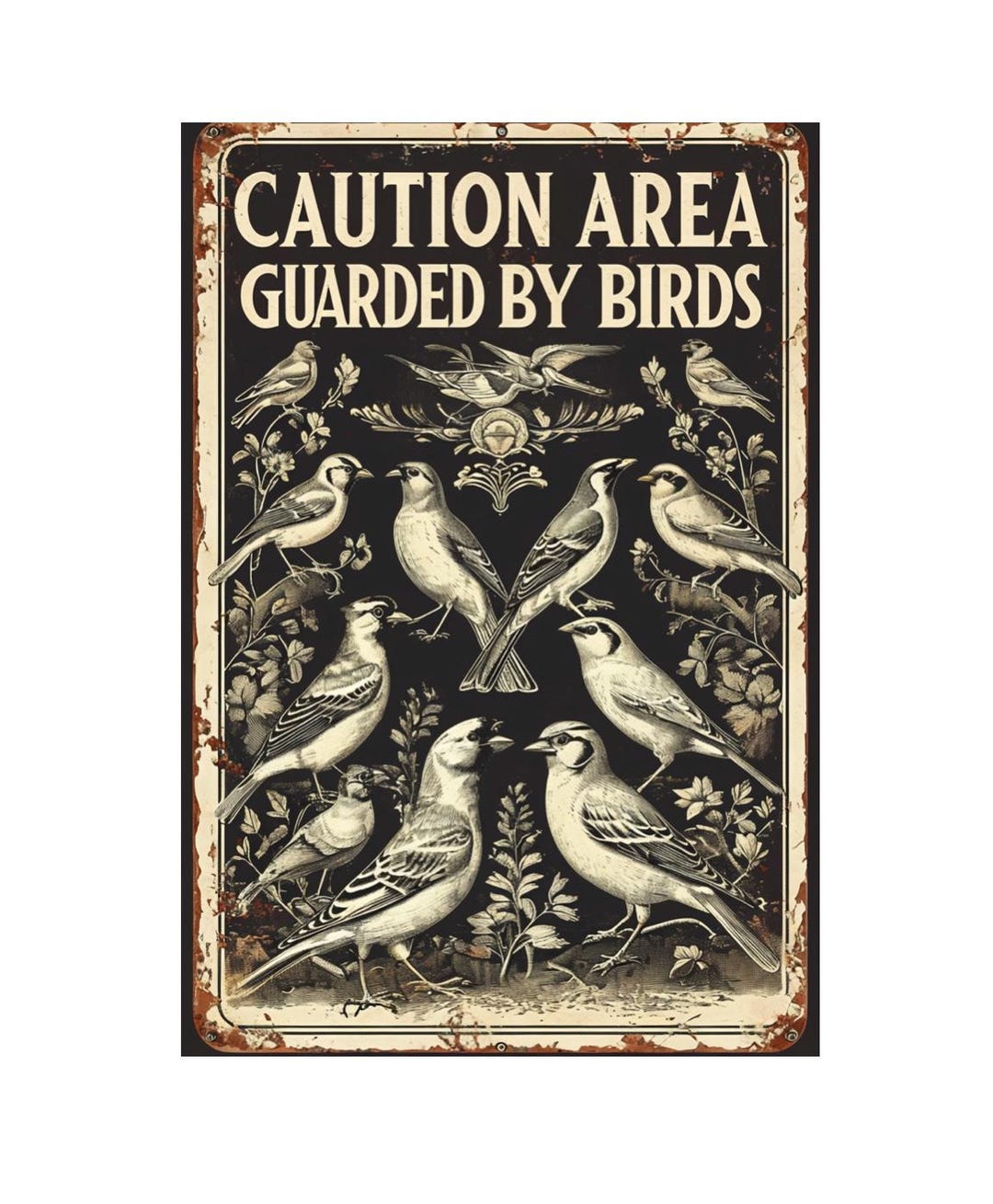 Caution Area Guarded by Birds Metal Sign, Birds Plaque, Birds Sign - Etsy