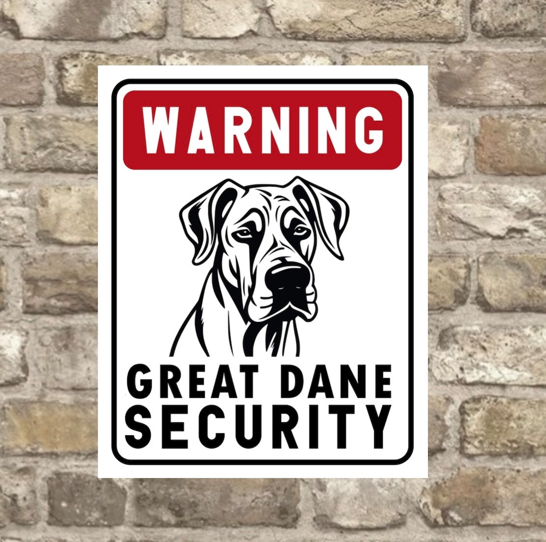 Great Dane Security Sign, Great Dane Security Plaque, Great Dane Sign ...