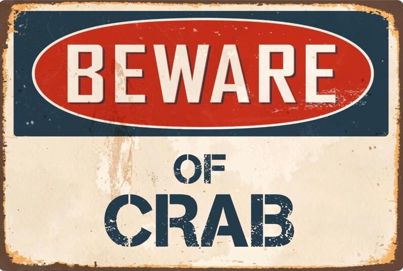 Beware of Crab Metal Sign, Crab Sign, Crab Plaque - Etsy UK