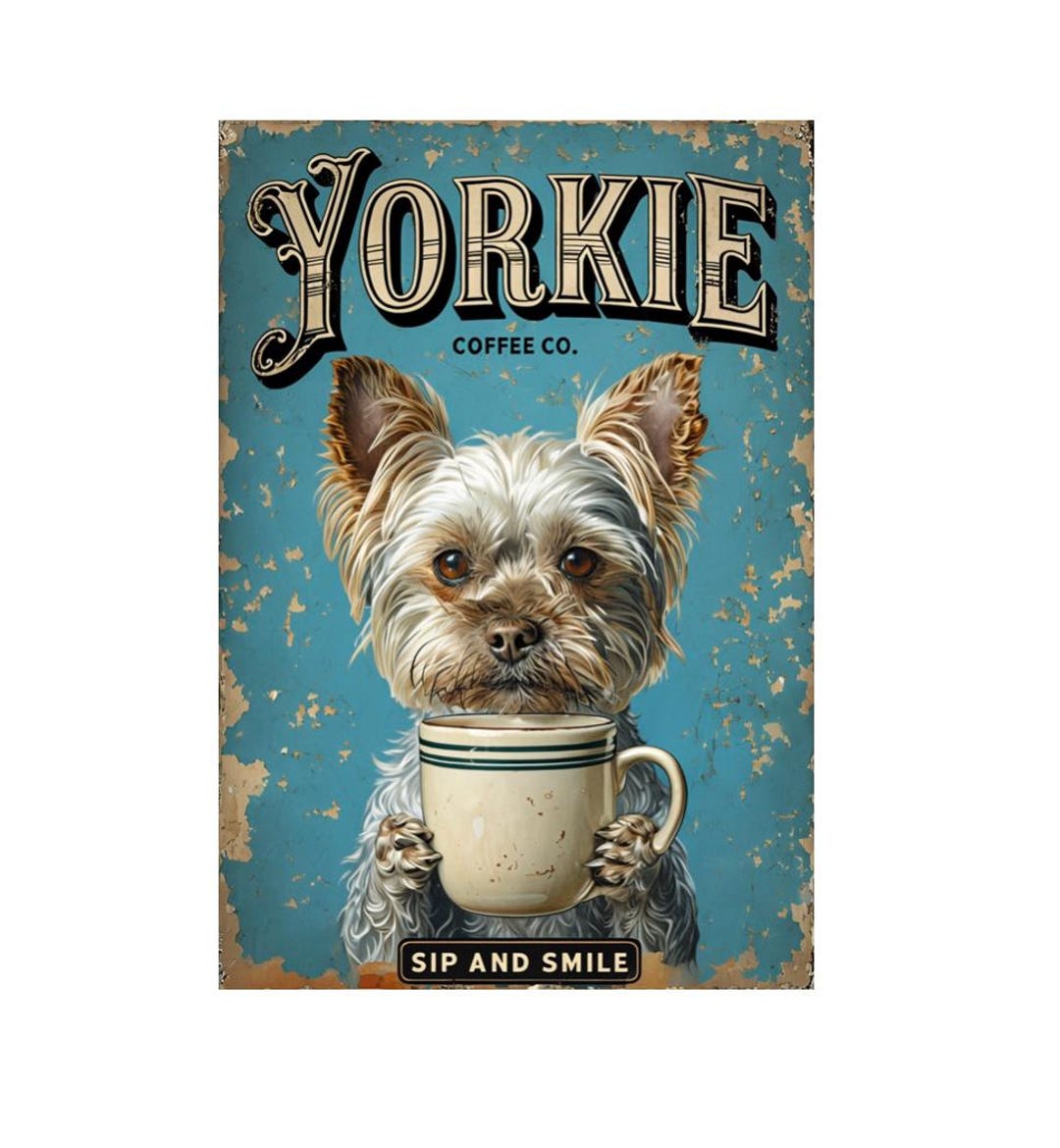 Yorkie Coffee Co Metal Sign, Yorkie Plaque, Coffee Sign, Coffee Plaque ...