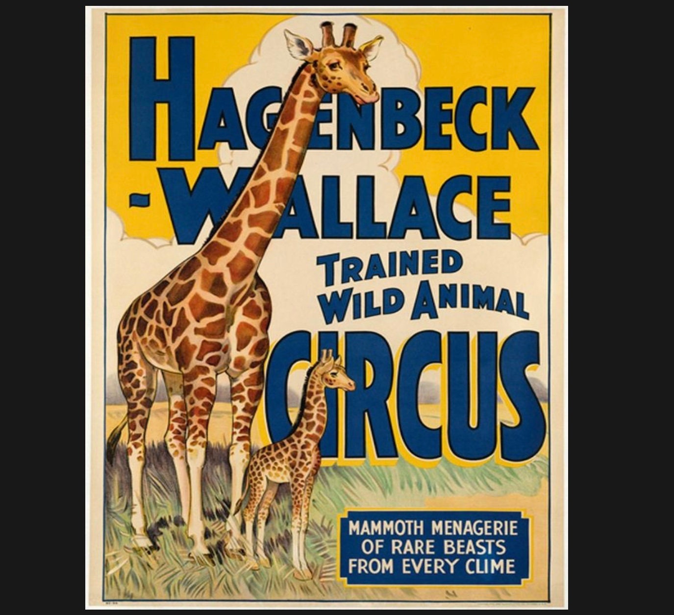 Metal Circus Sign , Hagenbeck Circus Sign, Giraffe Sign. Retro Wall ...