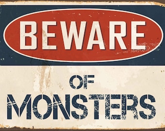 Monster Warning Sign - Etsy UK