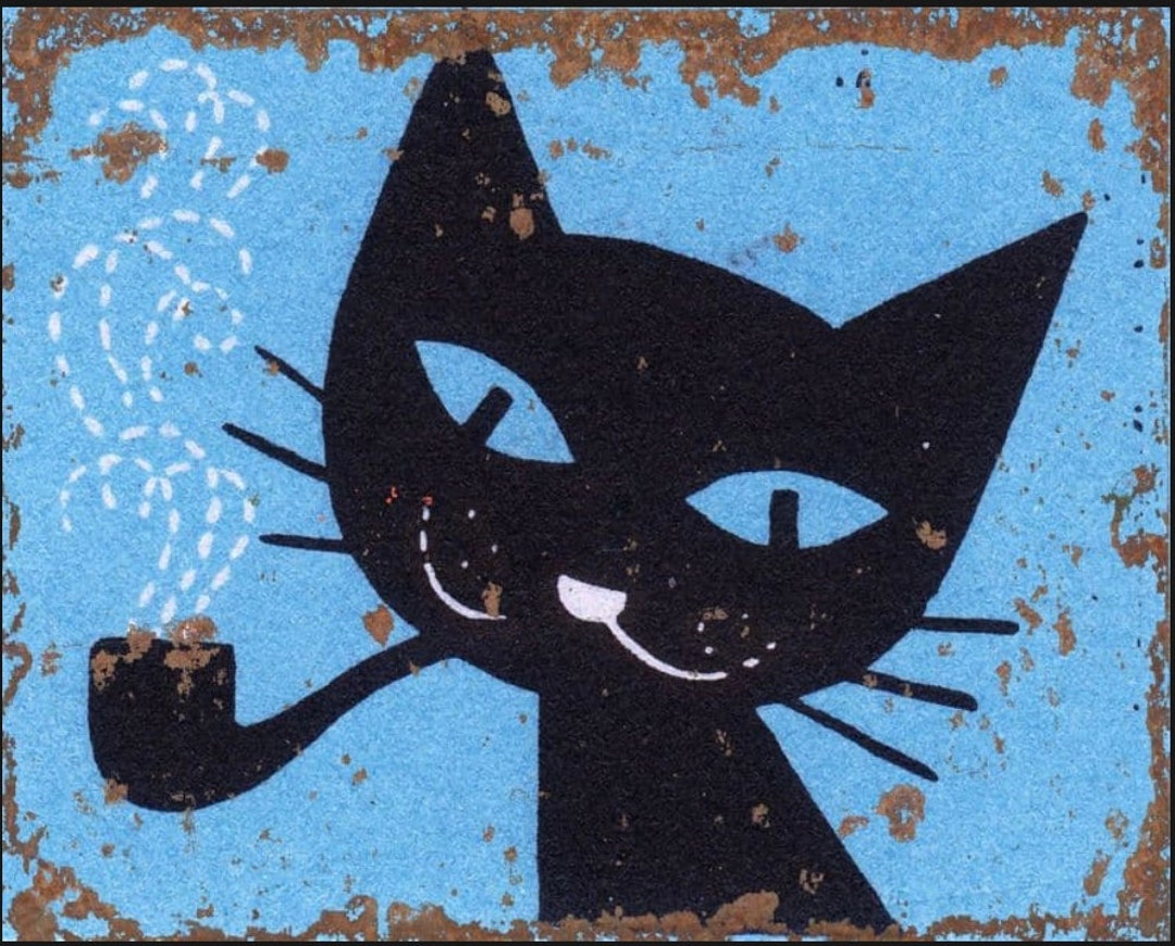 Vintage Black Cat Sign, Cat Sign, Vintage Sign. Retro Wall Sign, - Etsy