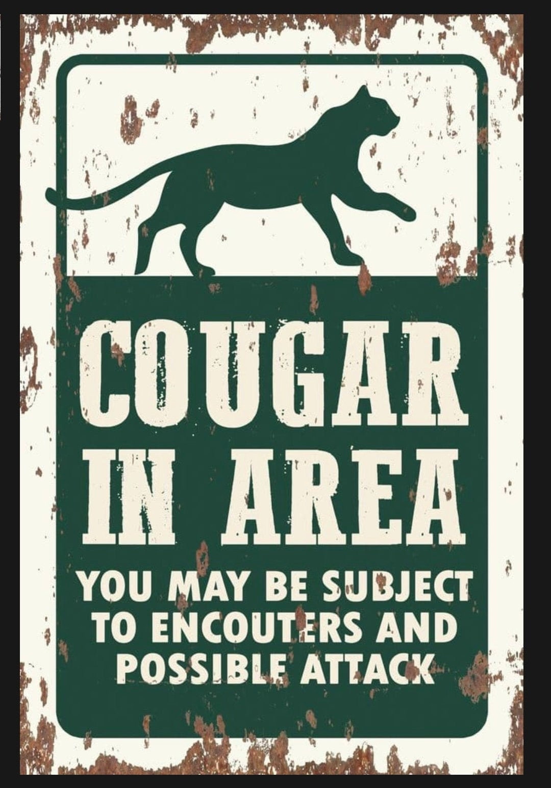 Vintage Cougar in Area Sign, Zoo Sign, Vintage Sign. Retro Wall Sign ...