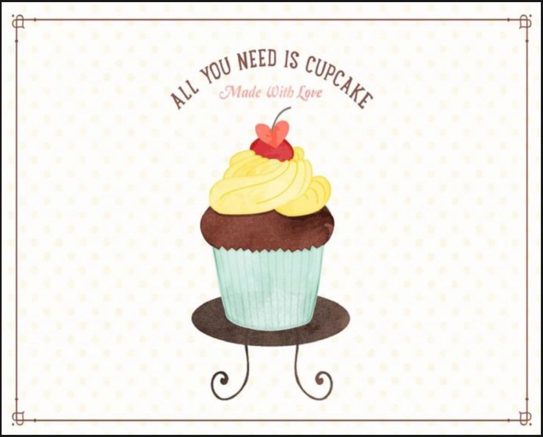 Vintage Cupcake Sign, Kitchen Sign, Vintage Sign. Retro Wall Sign ...