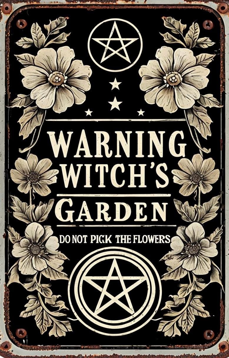 Vintage Witches Garden Sign, Witches Garden Plaque, Witches Garden Wall ...