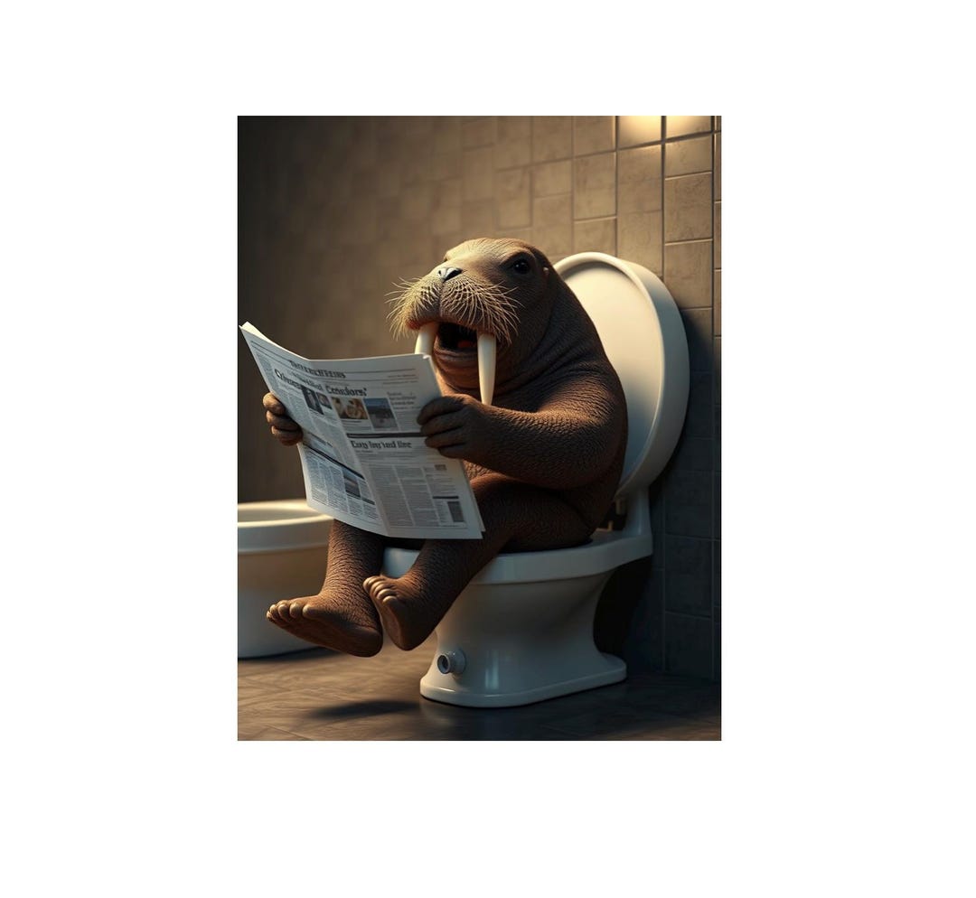 Walrus on the Toilet Metal Sign, Walrus Plaque, Walrus Sign - Etsy