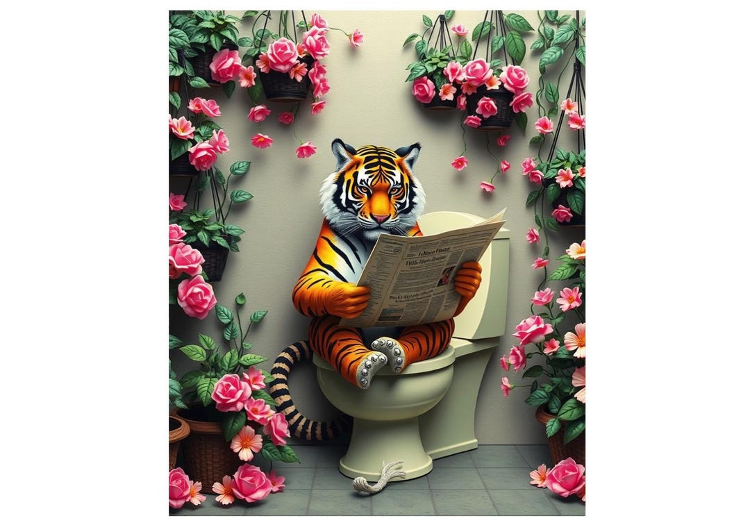 Tiger on the Toilet Metal Sign, Tiger Plaque, Tiger Sign - Etsy