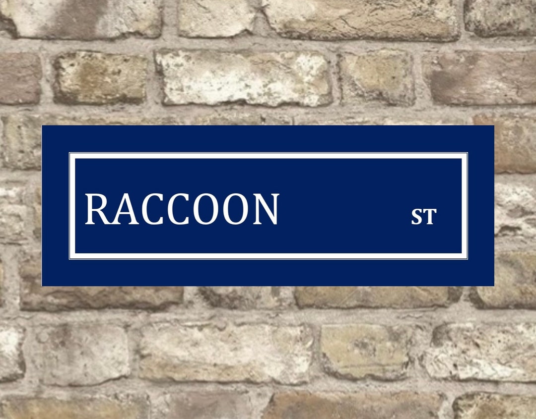 Raccoon Metal Street Sign , Raccoon Sign. Raccoon Plaque, Street Sign ...
