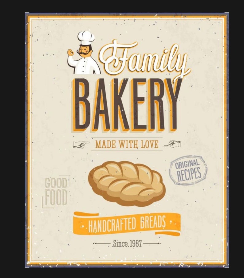 Cartel de Metal Family Bakery, letrero de panadería, letrero vintage ...