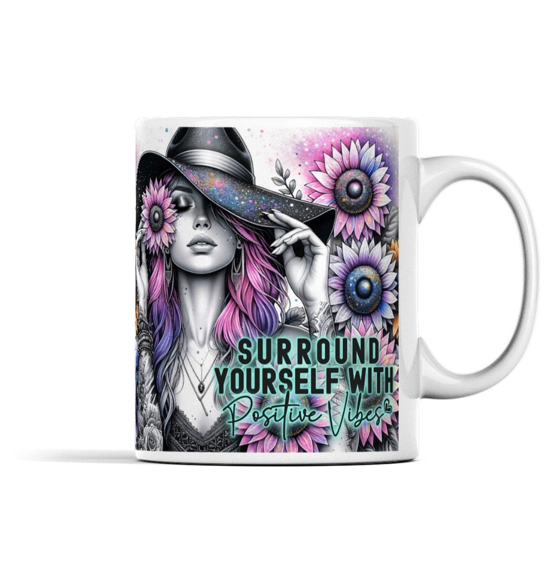 Daily Affirmations Mug, Positivity Mug, Surround Yourself With Positive ...