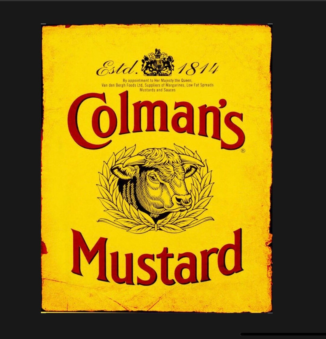 Vintage Colmans Mustard Ad Sign, Kitchen Sign, Vintage Sign. Retro Wall ...