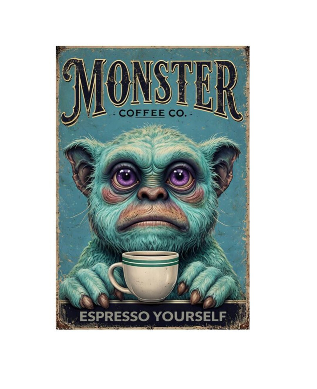 Monster Coffee Co Metal Sign, Monster Sign, Monster Plaque - Etsy
