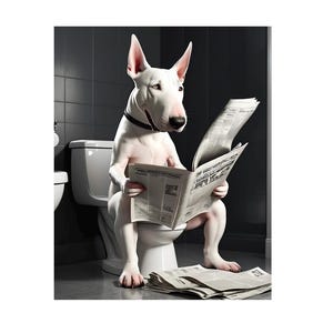 English Bull Terrier on the Toilet Metal Sign, English Bull Terrier ...