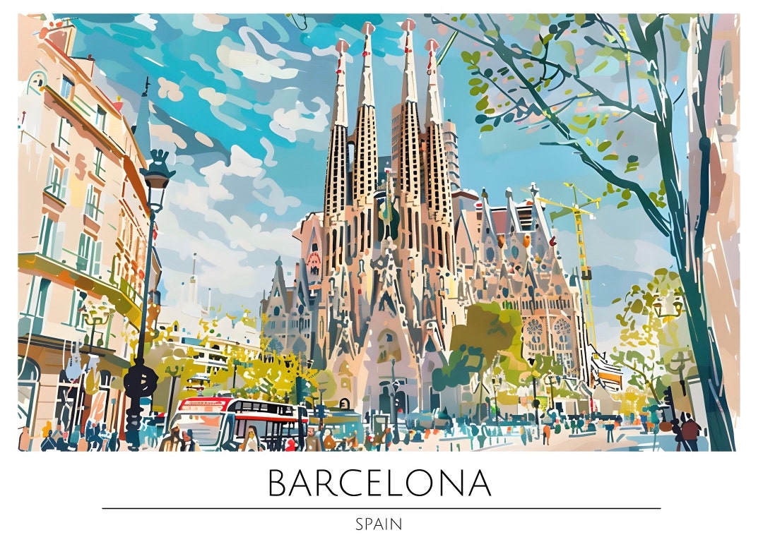 Barcelona Travel Print Metal Sign, Barcelona Sign, Barcelona Plaque ...