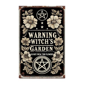 Vintage Witches Garden Sign, Witches Garden Plaque, Witches Garden Wall ...