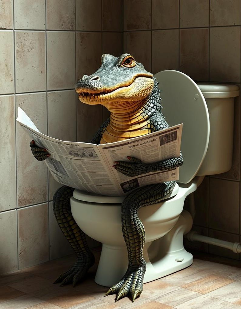 Crocodile on the Toilet Metal Sign, Crocodile Plaque, Crocodile Sign ...