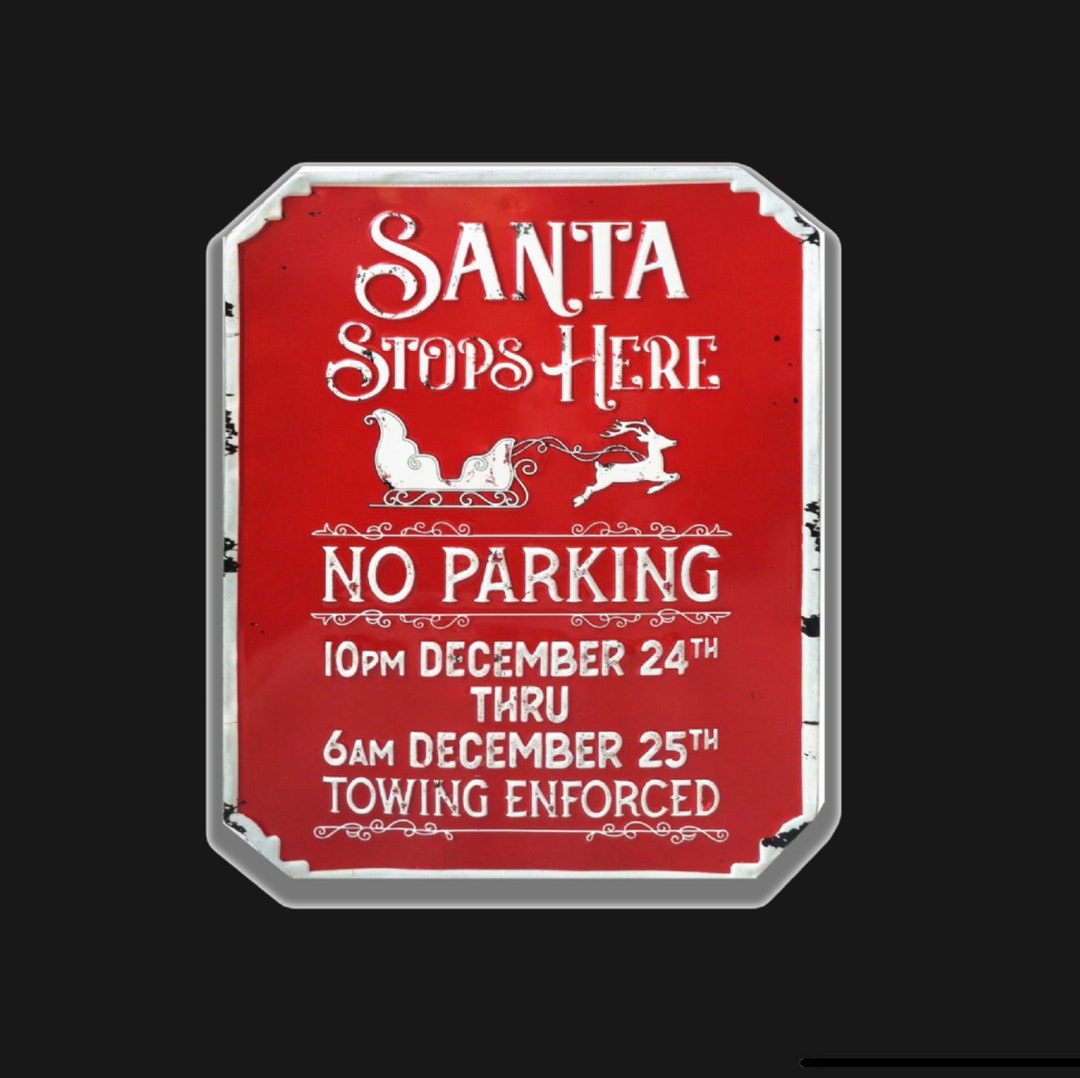 Vintage Santa Stop Metal Sign, Christmas Sign, Vintage Sign. Retro Wall ...