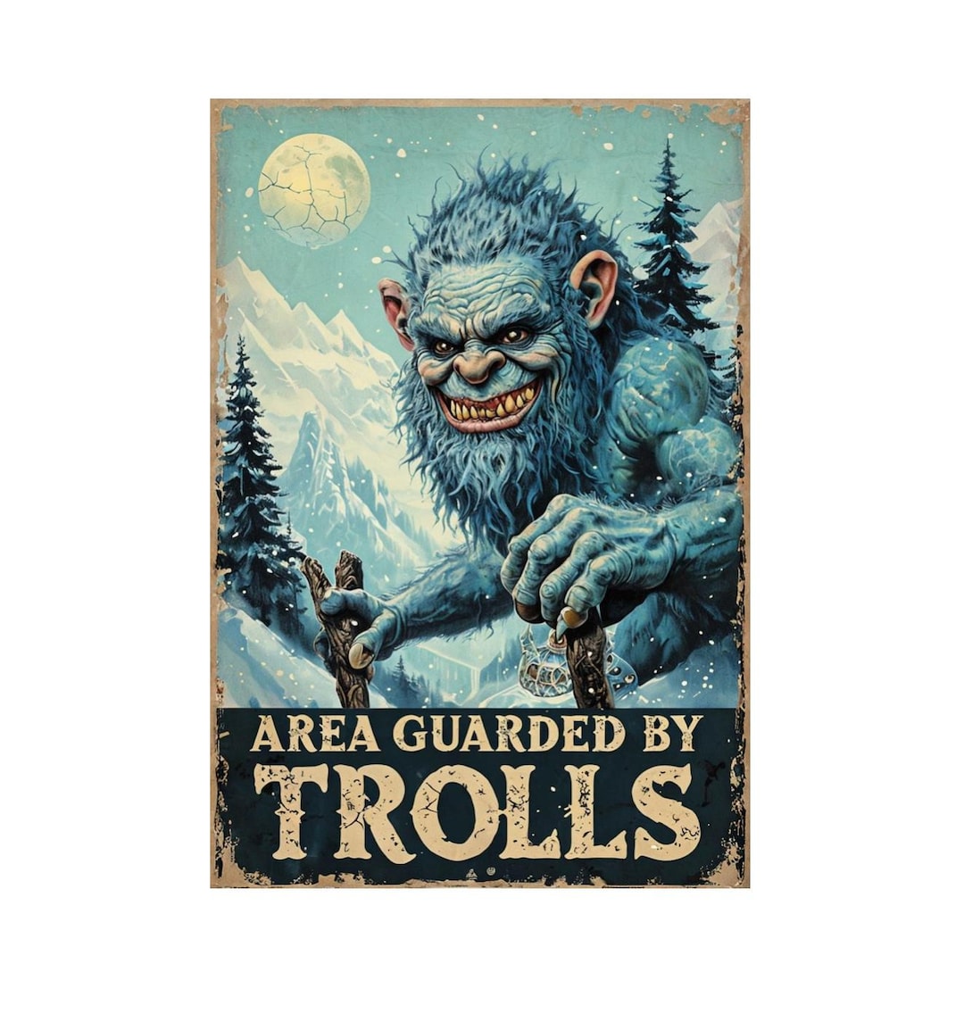 Area Guarded by Trolls Metal Sign, Troll Sign, Trolls Plaque, Retro ...