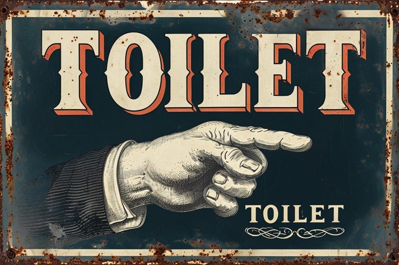 Vintage Toilet Metal Sign, Toilet Plaque, Toilet Retro Wall Sign - Etsy