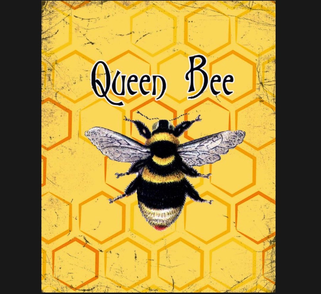 Vintage Metal Queen Bee Sign, Bee Sign. Retro Wall Sign, Wall Art ...