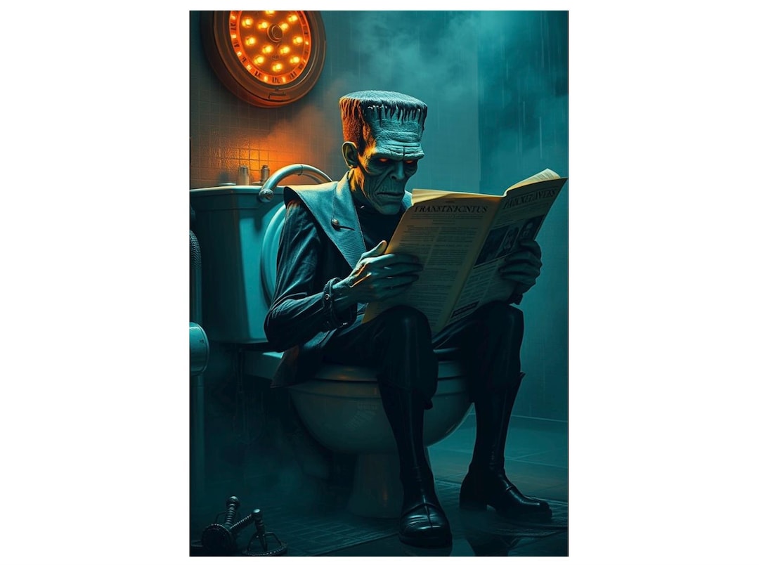 Frankenstein on the Toilet Metal Sign, Frankenstein Plaque ...