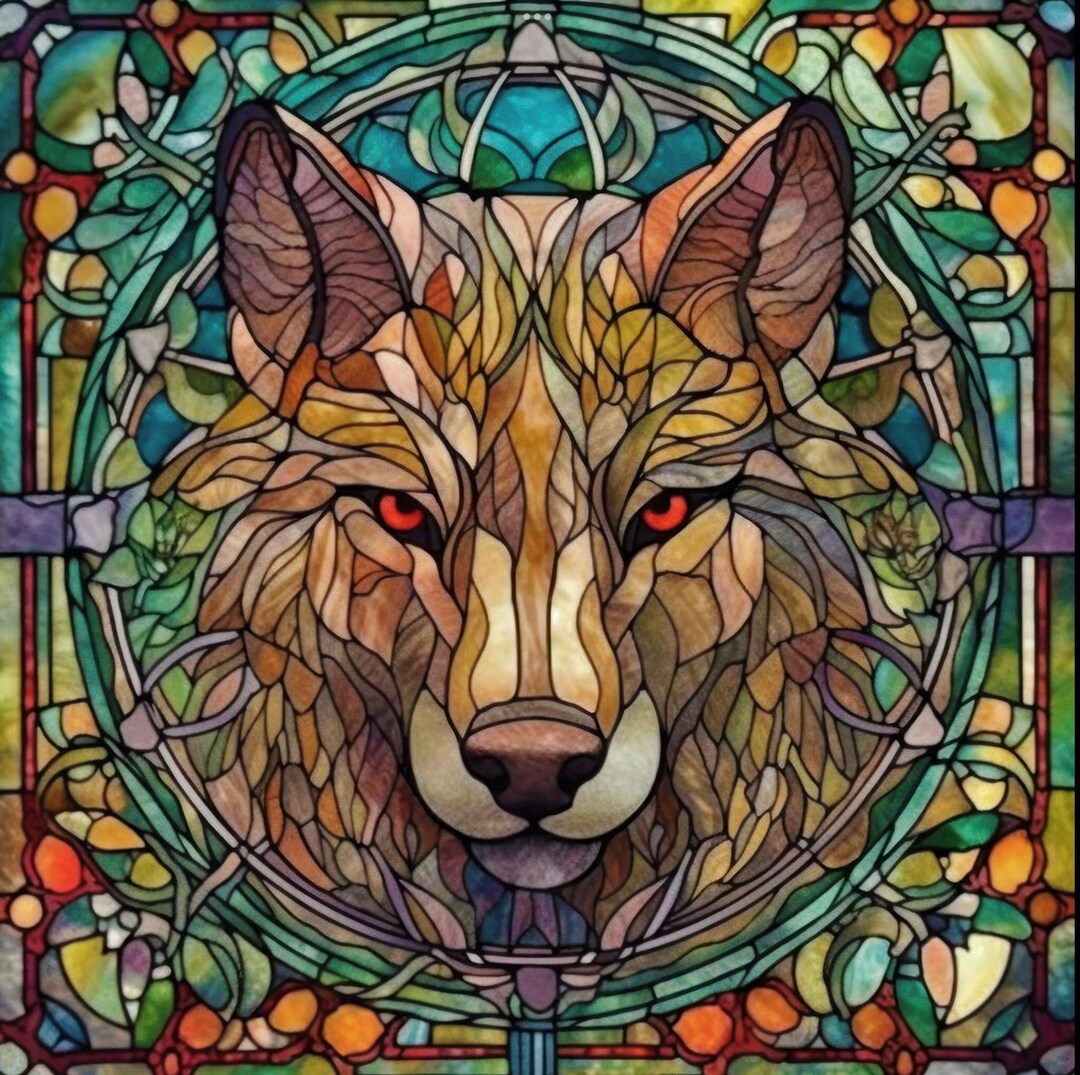 Wolf Faux Stained Glass Window Metal Plaque, Wolf Plaque, Wolf Sign, - Etsy