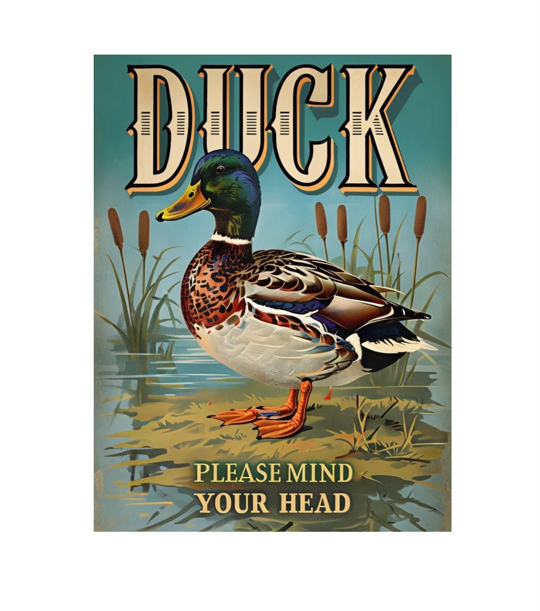 Duck Mind Your Head Metal Sign, Mind Your Head Sign, Mind Your Head ...