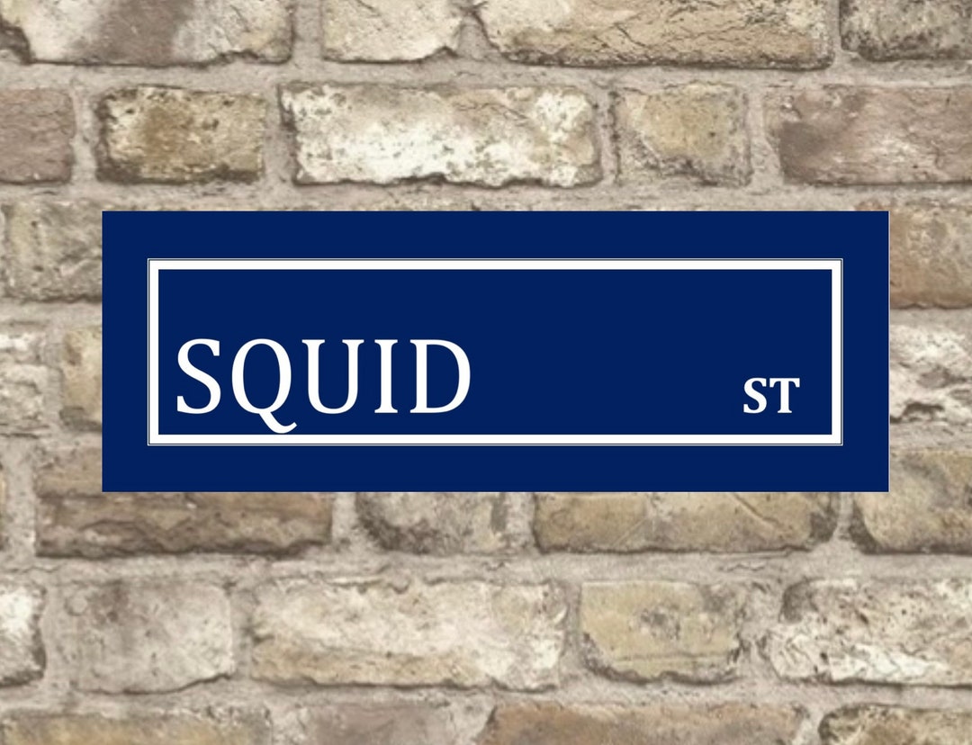 Squid Metal Street Sign , Squid Sign. Squid Plaque, Street Sign, Squid ...