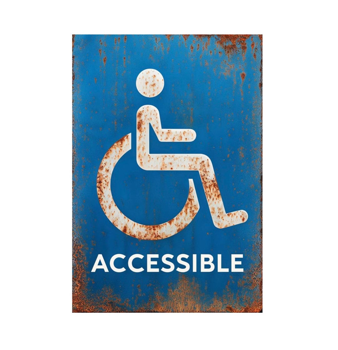 Vintage Look Disabled Accessible Metal Sign, Disabled Accessible Sign ...