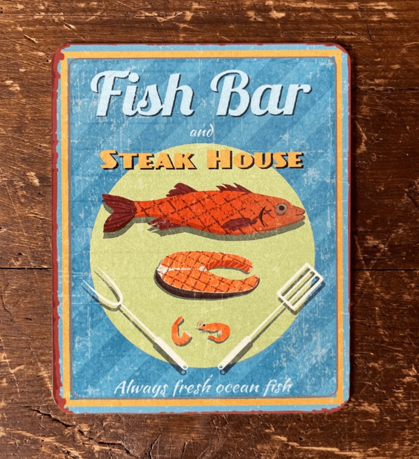 Vintage Fish Bar Sign, Kitchen Sign, Vintage Sign. Retro Wall Sign, - Etsy