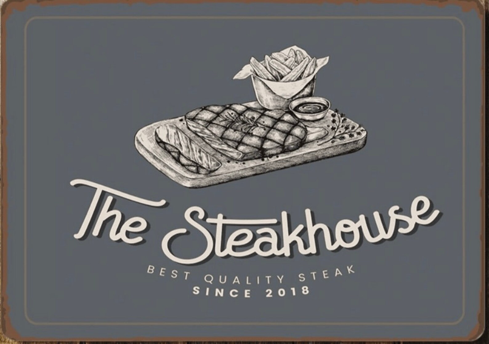 Vintage Steakhouse Restaurant Sign, Kitchen Sign, Vintage Sign. Retro ...