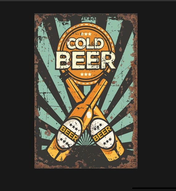 Vintage Cold Beer Retro Sign Beer Sign. Retro Wall Sign Wall | Etsy