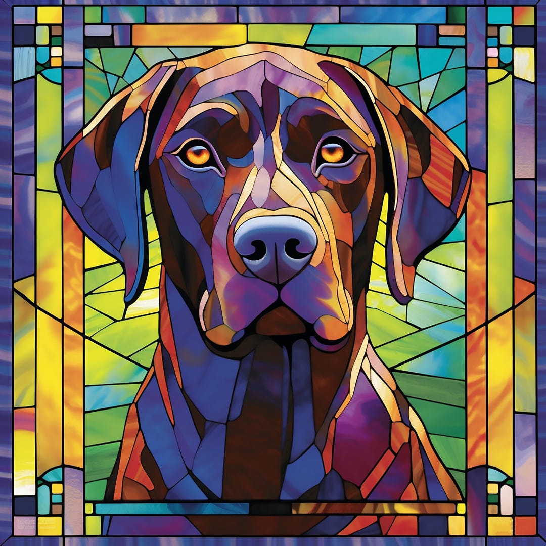 Labrador Faux Stained Glass Window Metal Plaque, Labrador Plaque ...