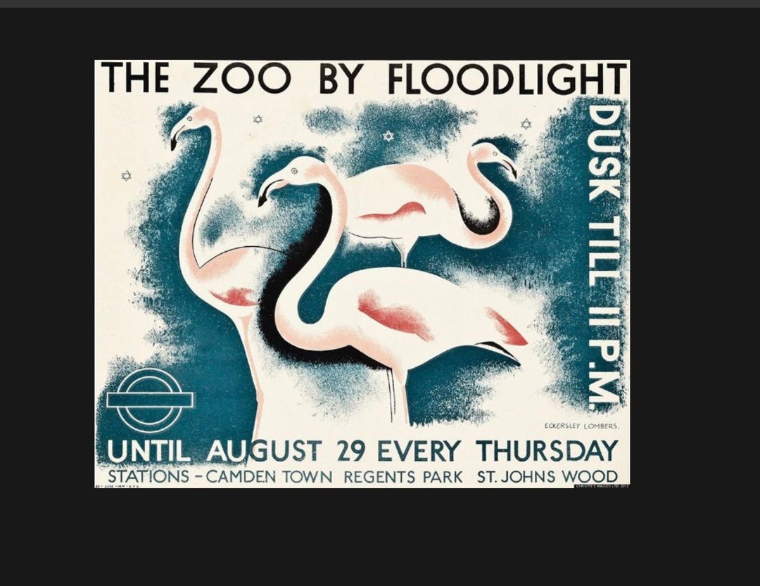 London Underground Retro Zoo Sign Plaque, Zoo by Floodlight. Retro Wall ...