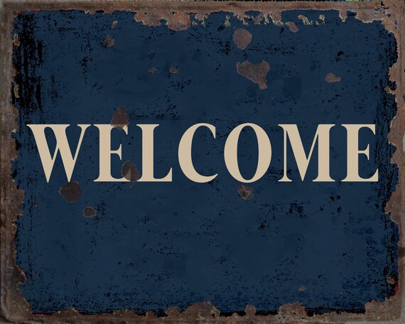 Vintage Welcome Metal Sign Welcome Plaque Welcome Wall Sign - Etsy UK